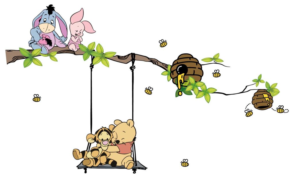 Winnie Pooh y sus amigos en árbol con abejas - Me Ploteo Todo